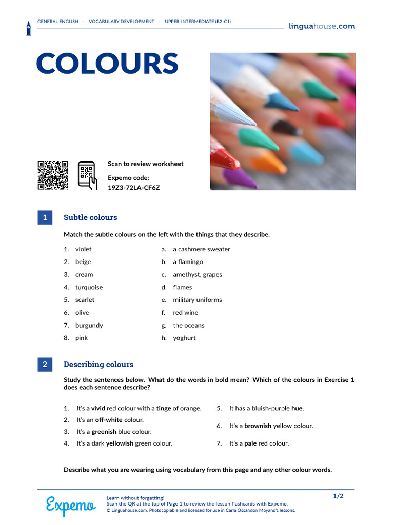 Upper-Intermediate English: Color Vocabulary | PDF | Color