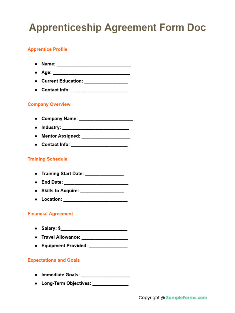 Apprenticeship Agreement Form | PDF