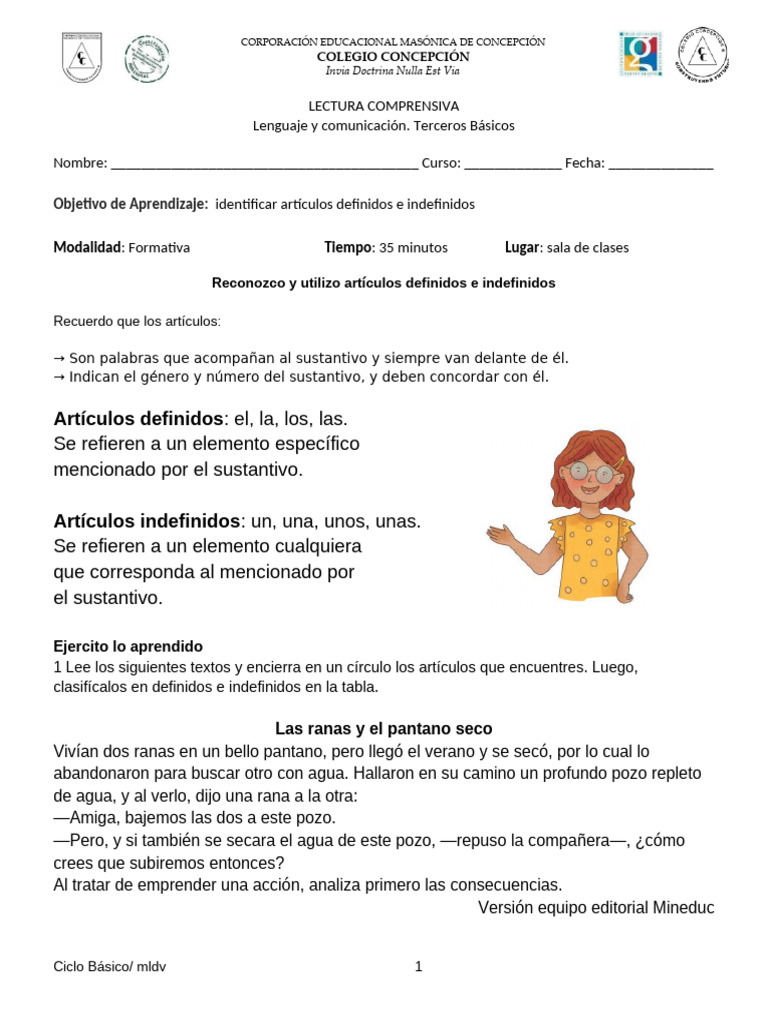 Artículos Definidos e Indefinidos en Lenguaje | PDF