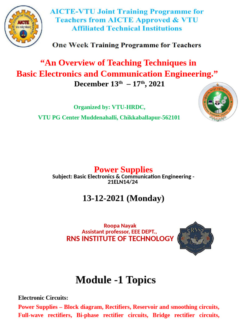 1. Roopa Naik PPT | PDF | Rectifier | Diode