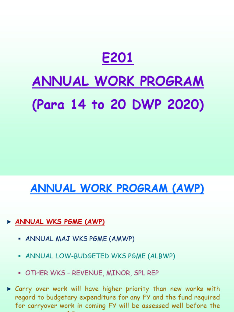 Annual Work Program Guidelines 2020 | PDF