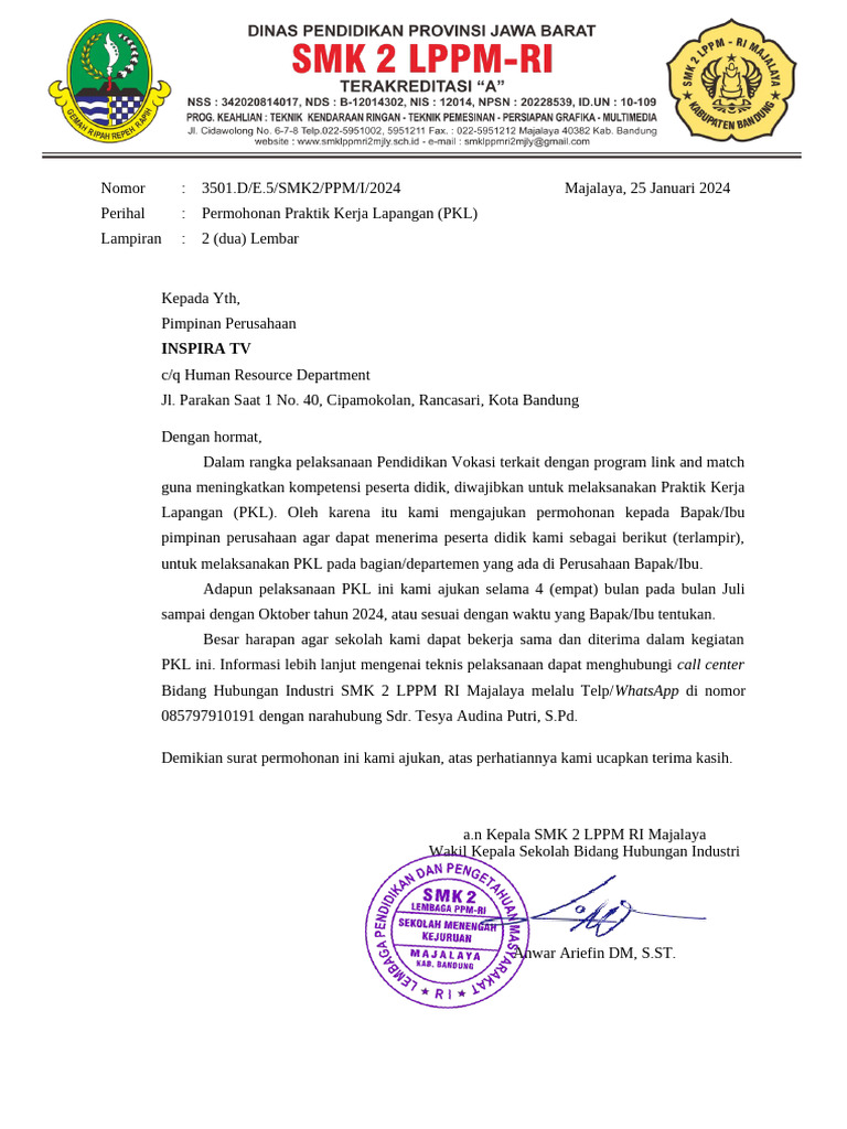 Format Surat BCP | PDF