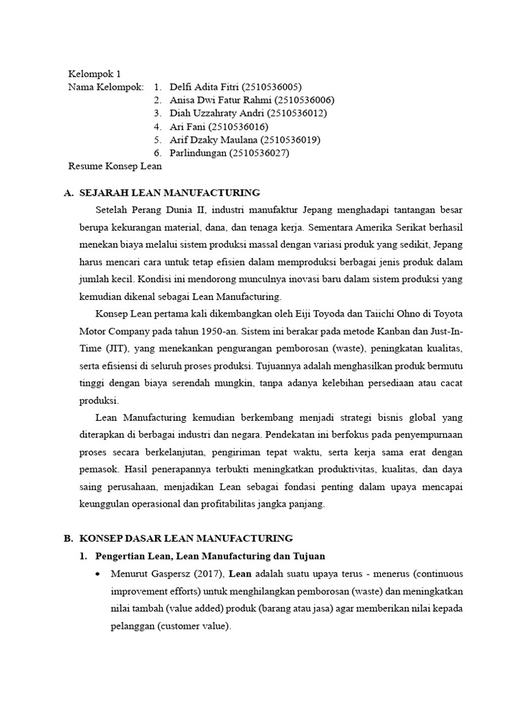 Resume Konsep Lean | PDF