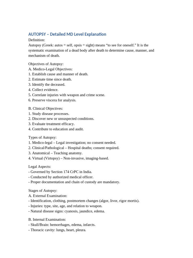 Autopsy Detailed MD Level | PDF