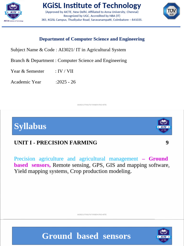 U1 - L2 - Ground Based Sensors | PDF | Soil | Plant Nutrition
