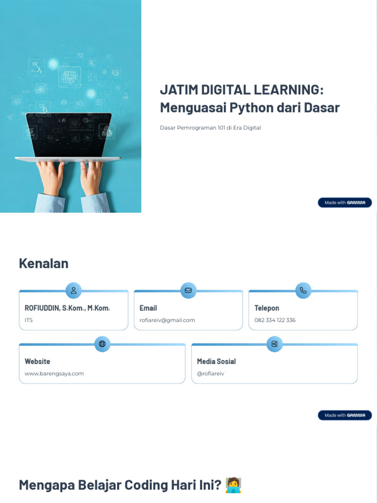 Hari 1 Sesi 1 JATIM DIGITAL LEARNING Menguasai Python Dari Dasar | PDF