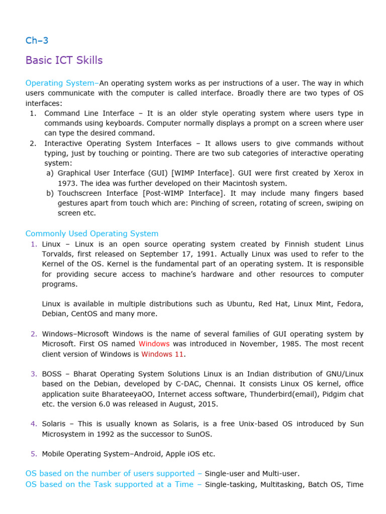 Ix It 402 CH 3 Ict Skills-I | PDF | Operating System | Graphical User ...