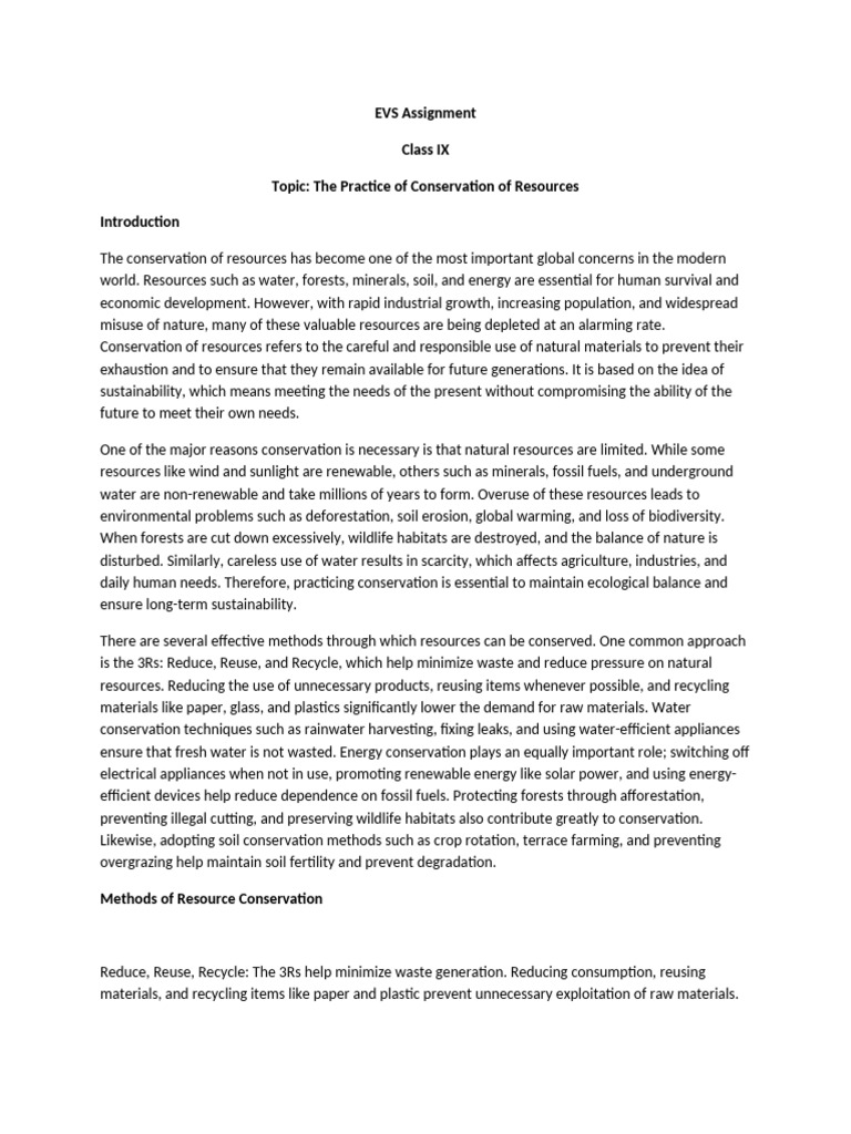 EVS Assignment-WPS Office | PDF | Conservation Biology | Recycling