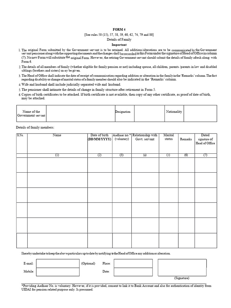 Family Details Submission Form 4 | PDF | Social Institutions