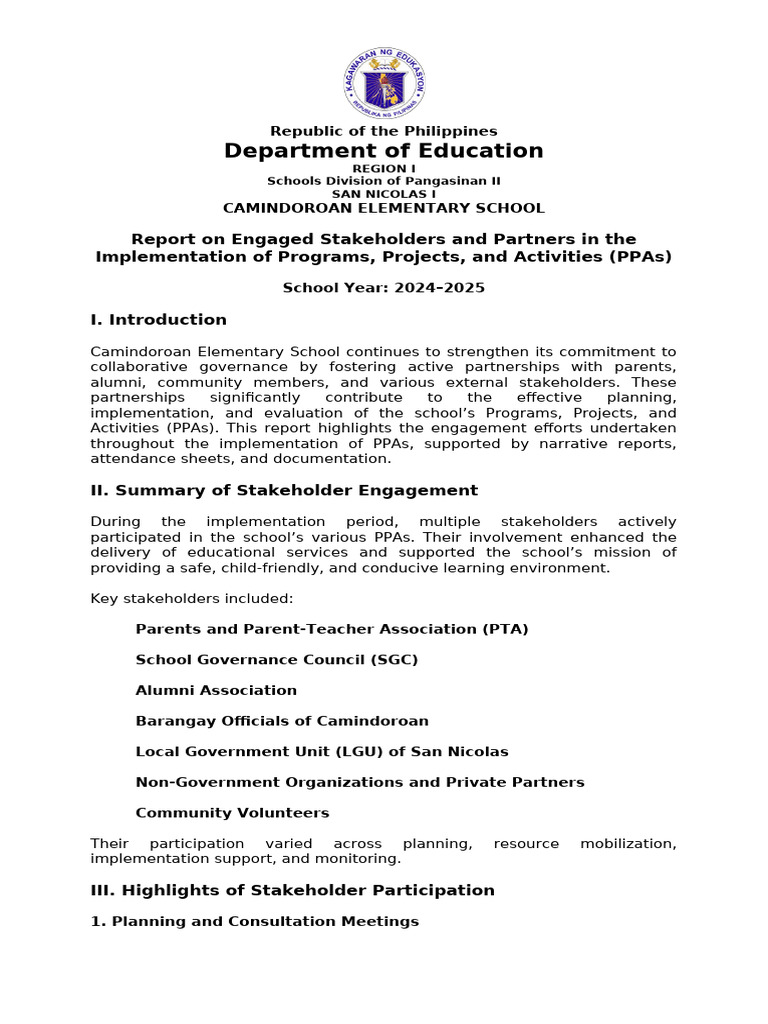 Accomplishment Report PPAs | PDF | Cognition | Learning