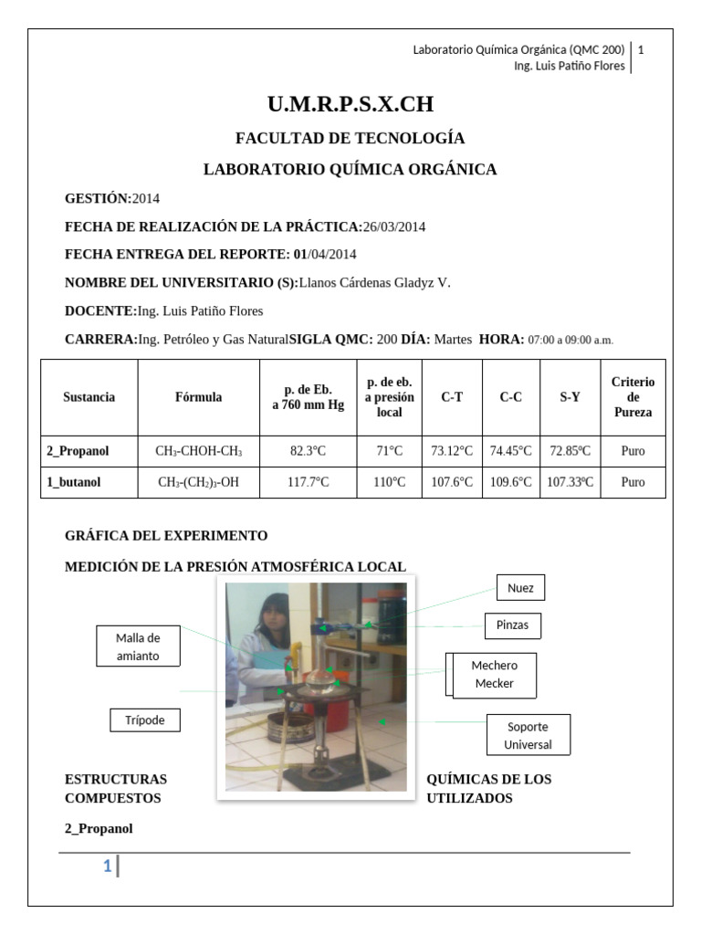 Informe 2 Lab Qmc 200 | PDF | Química Física | Ciencias fisicas