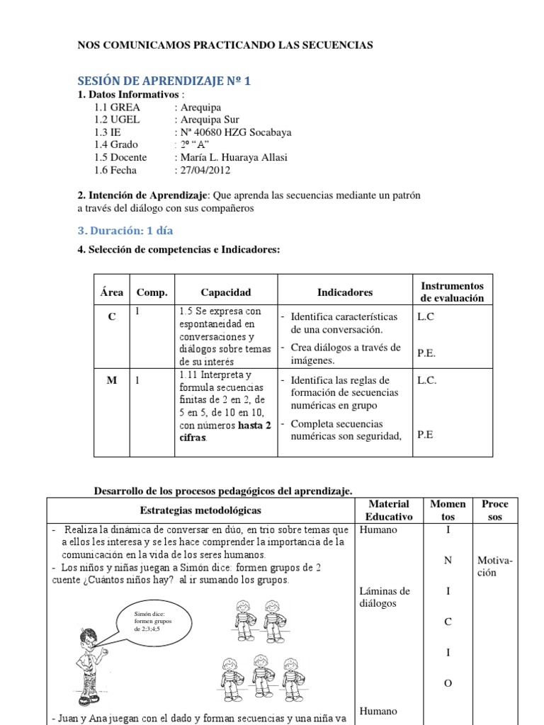 SESION DE APRENDIZAJE DE MATEMATICA 2º