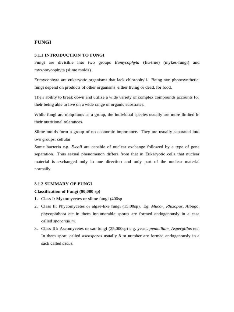 Lecture FUNGI Notes | PDF | Fungus | Sexual Reproduction