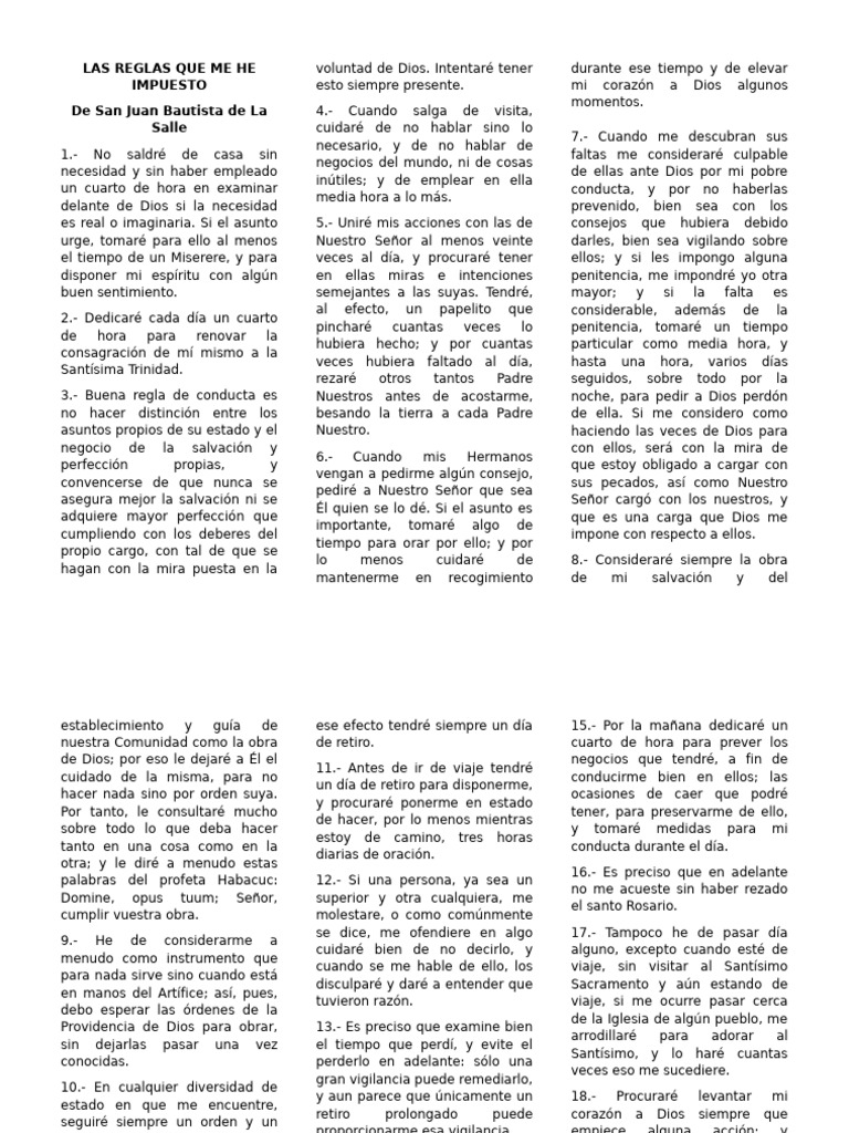 LAS REGLAS QUE ME HE IMPUESTO | PDF | eucaristía | Oración