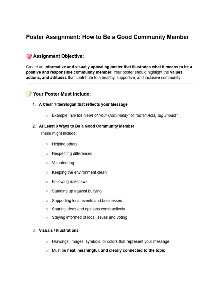 Community Living Poster Assignment | PDF