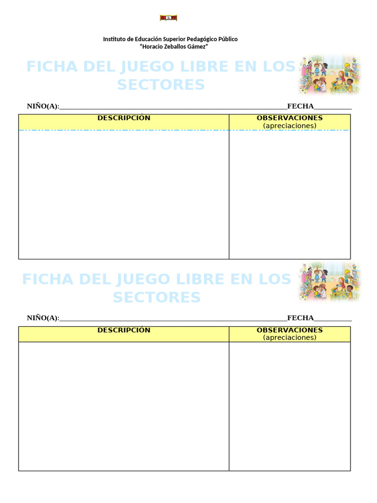 Ficha Juego Libre en Los Sectores Actual | PDF