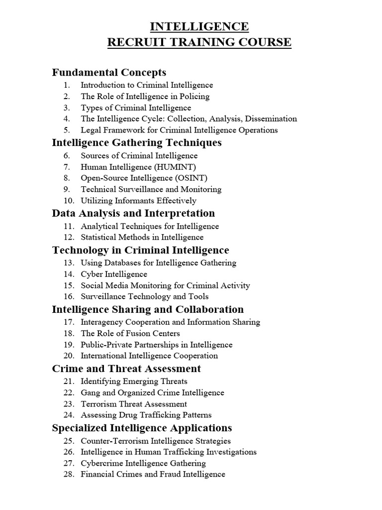 Criminal Intelligence Training Course | PDF | Surveillance ...