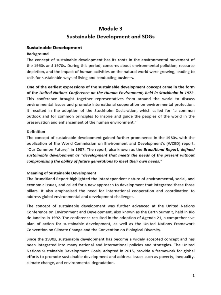 Module 3 Sustainable Development and SDGs | PDF | Sustainability ...