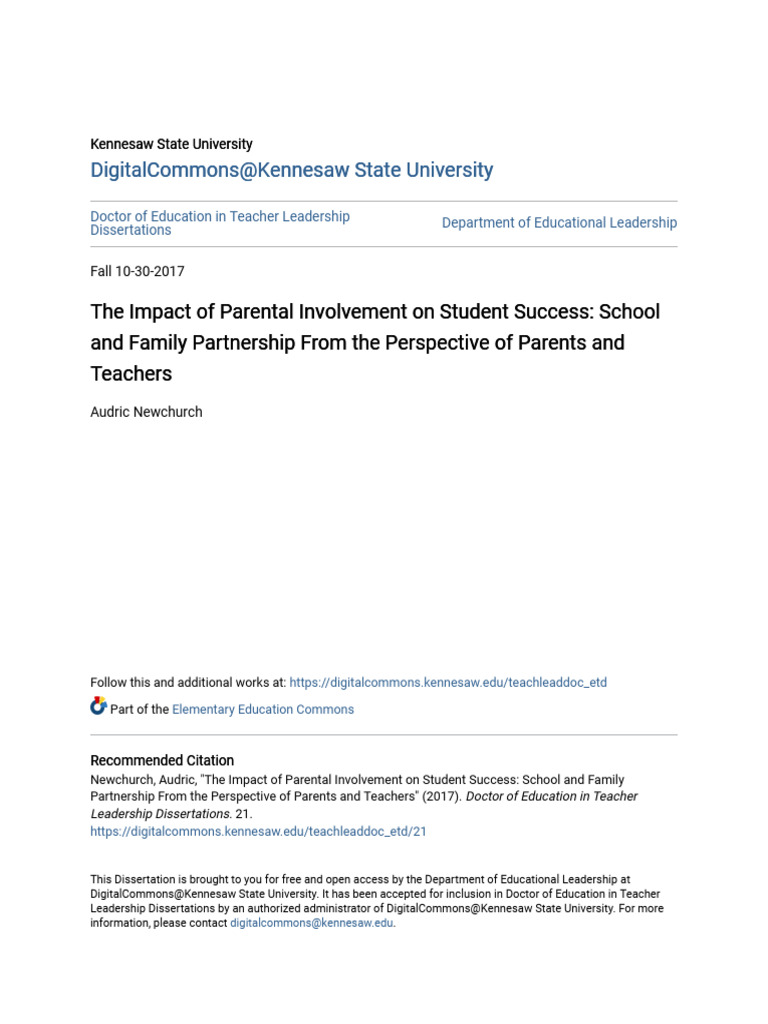 The Impact of Parental Involvement On Student Success - School and ...