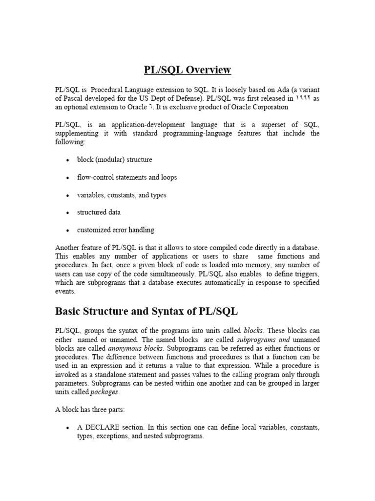 Control | PDF | Pl/Sql | Parameter (Computer Programming)