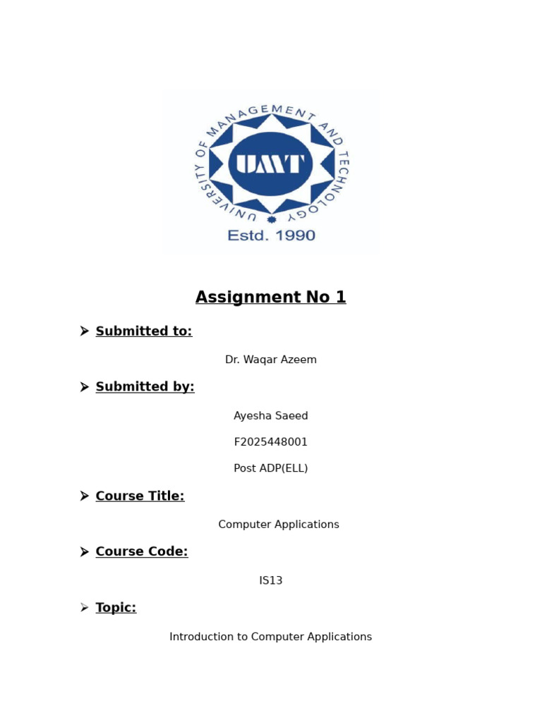 Introduction of Computer Applications | PDF | Computer Security | Security