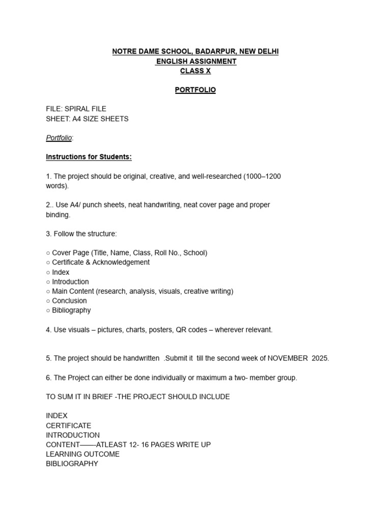 Portfolio Class 10 Term2 | PDF