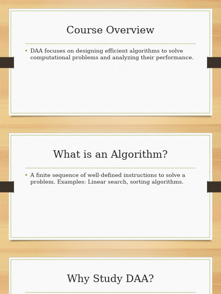Introduction To DAA Presentation | PDF | Algorithms | Software Engineering