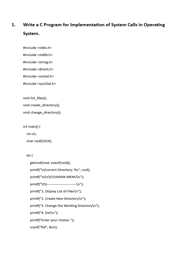 C Program for System Calls in OS | PDF | Computer Programming | Computing