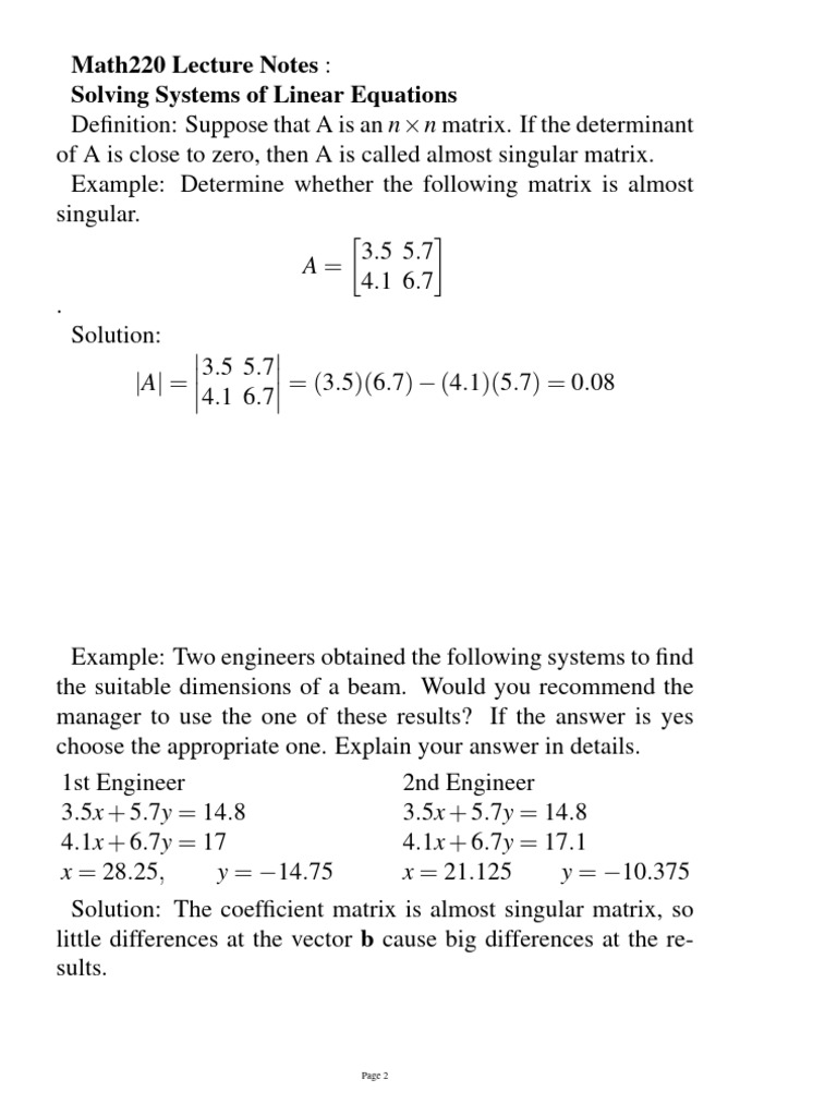 Math220-Systems of Equations | PDF | Matrix (Mathematics) | Algebra