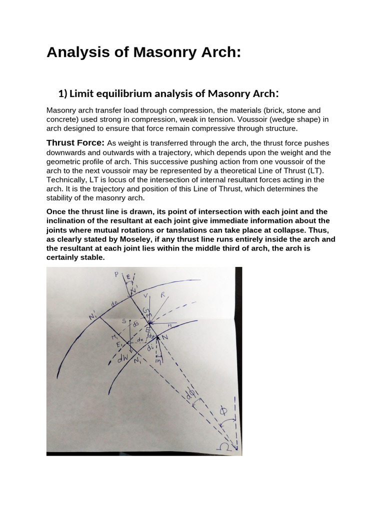 Analysis of Masonry Arch Overview | PDF | Stress (Mechanics) | Force