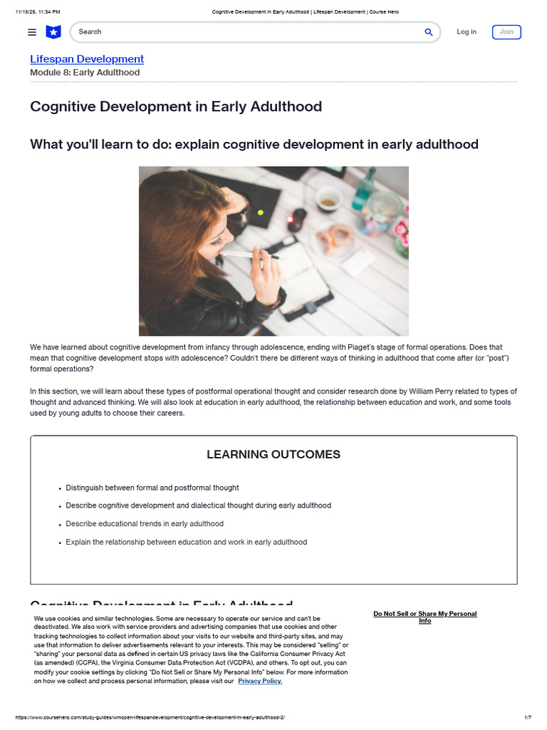 Cognitive Development in Early Adulthood - Lifespan Development ...