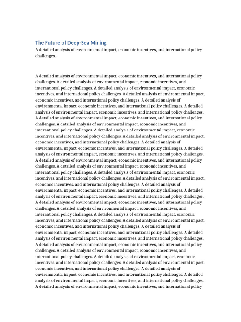 The Future of Deep-Sea Mining | PDF | Policy | Natural Environment