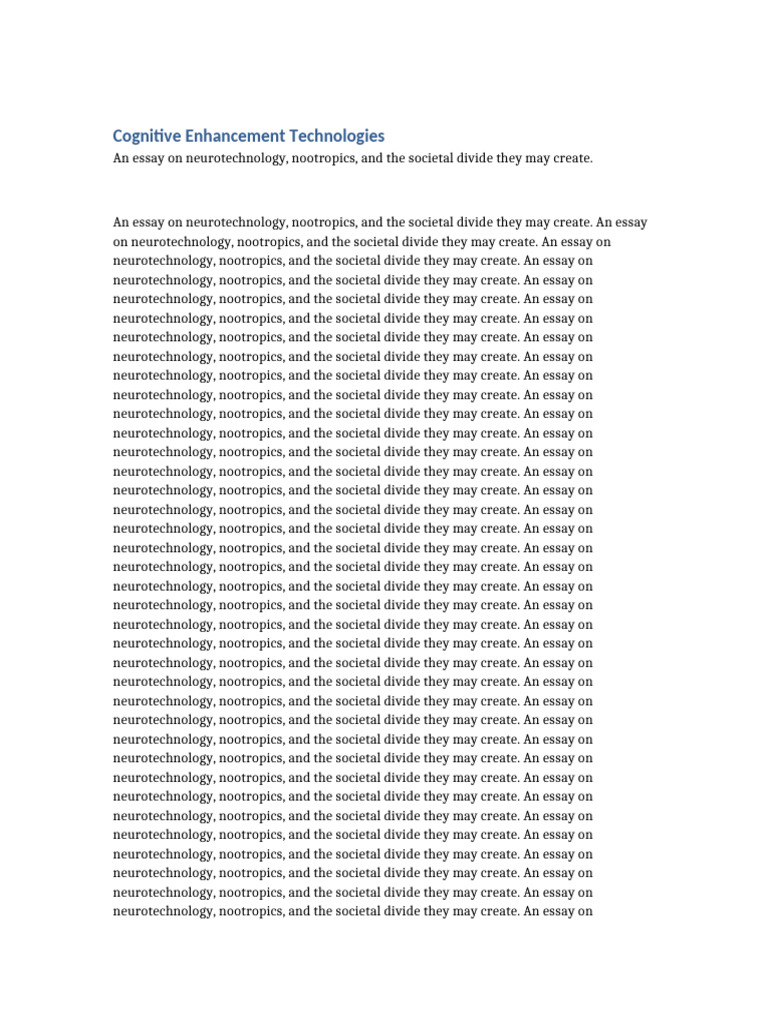 Cognitive Enhancement Technologies | PDF | Biomedical Engineering ...