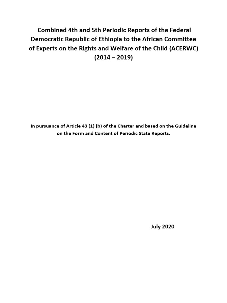 First Periodic Report of Ethiopia July 20202 | PDF | Ratification