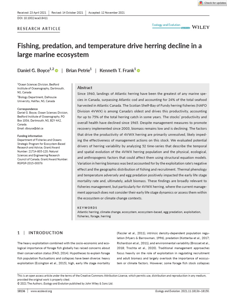 Ecology and Evolution - 2021 - Boyce - Fishing Predation and ...