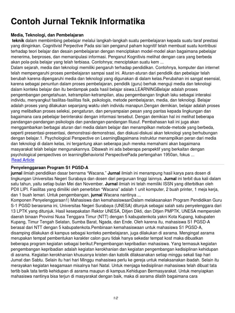 Contoh Jurnal Teknik Informatika | PDF