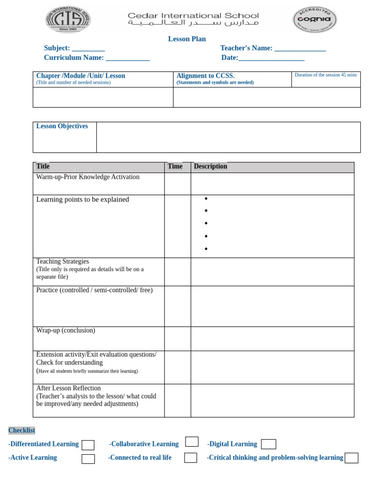 Lesson Plan 2024 2025 Math English | PDF