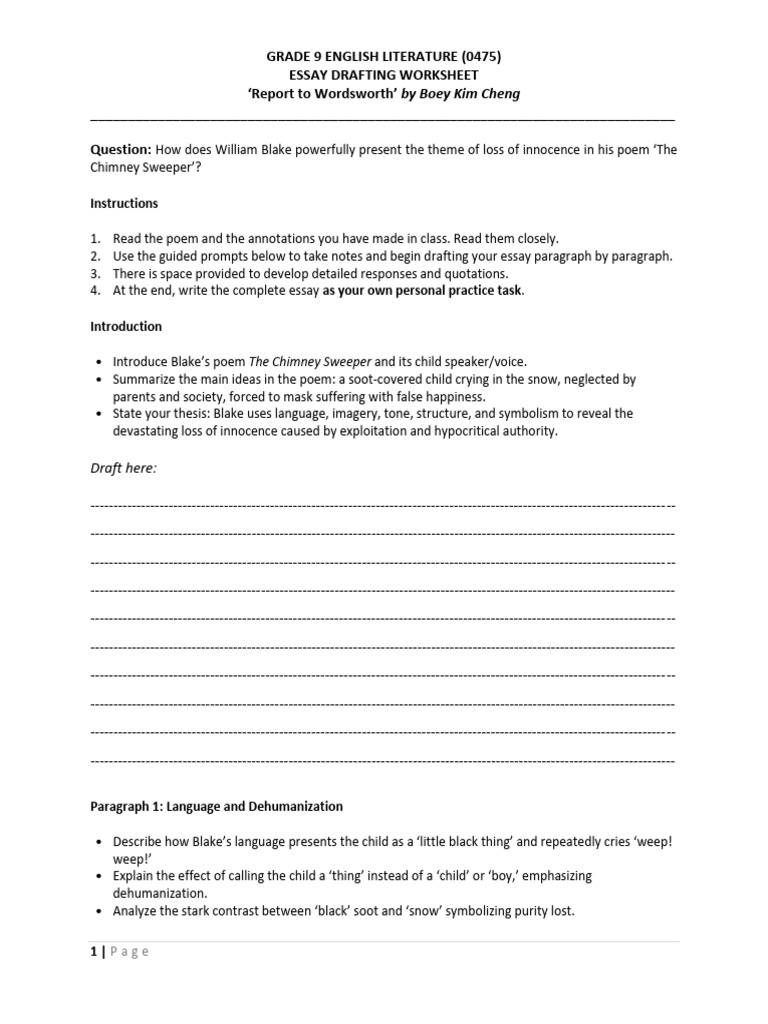 Essay Drafting Worksheet | PDF