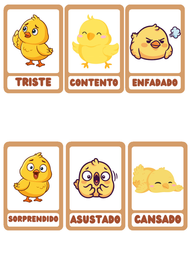 Tarjetas de Emociones Con Pollos | PDF