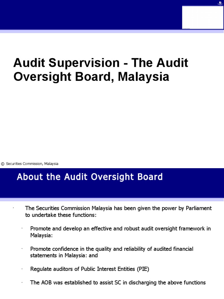 Practitoner S Session 1 The Audit Oversight Board | PDF | Audit ...