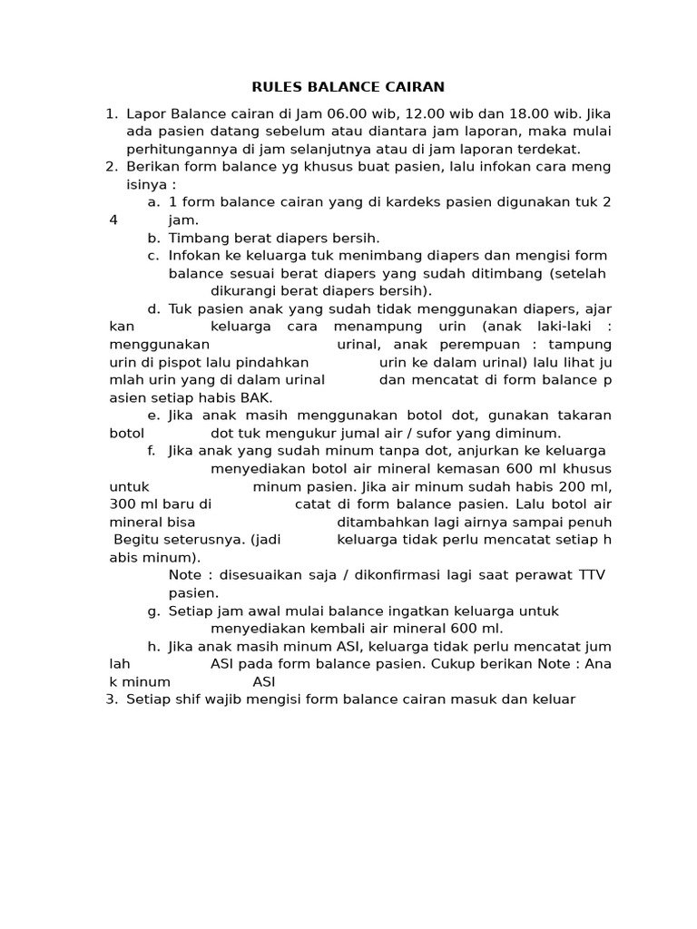 Rules Balance Cairan | PDF