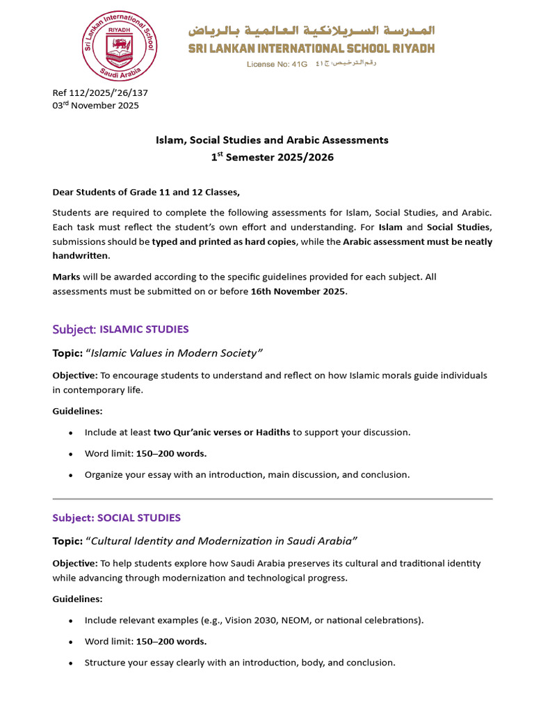 Islam, Social Studies and Arabic Assessments - 251103 - 134334 | PDF ...