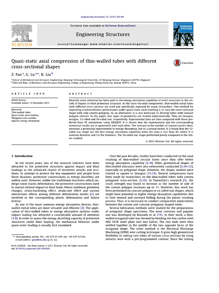 Quasi-Static Axial Compression of Thin-... With Different Cross ...