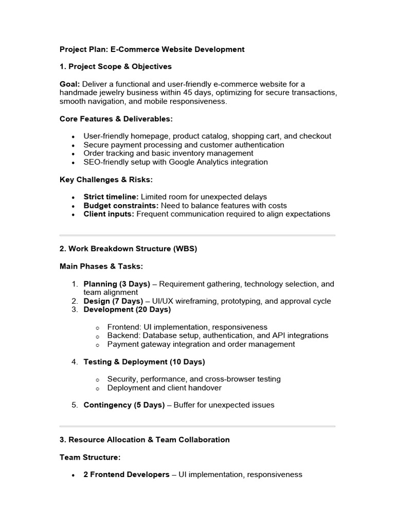 Aparna_Ecom Project Plan | PDF | Web Development | Computing