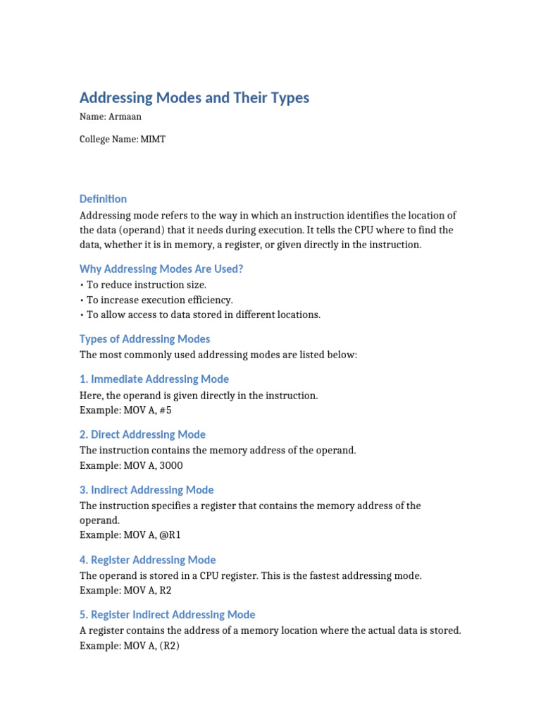 Addressing Modes | PDF