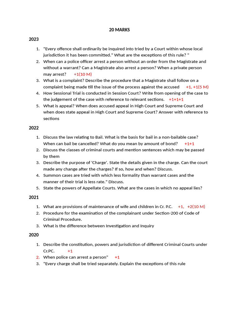 CRPC pyq | PDF | Bail | Government Institutions