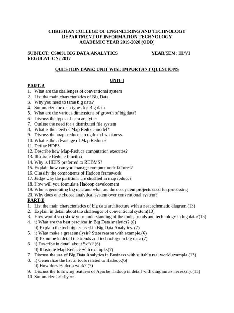 Big Data Analytics QB | PDF | Apache Hadoop | Cluster Analysis