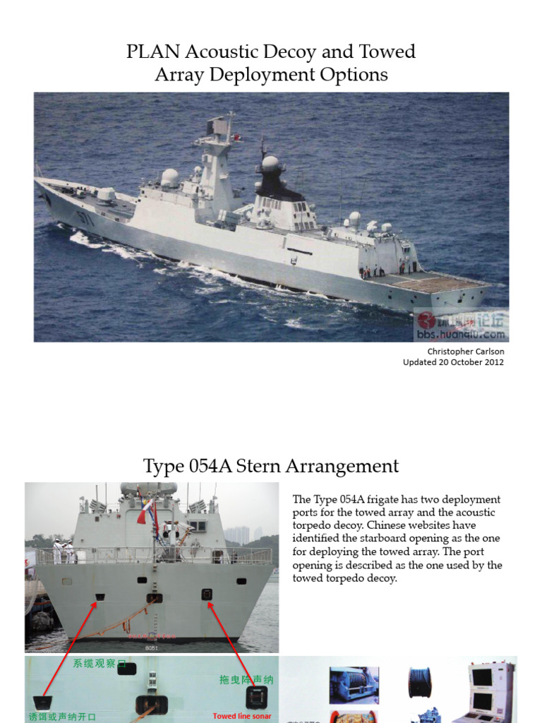 PLAN Towed Array and Acoustic Decoy | PDF | Sonar | Destroyer