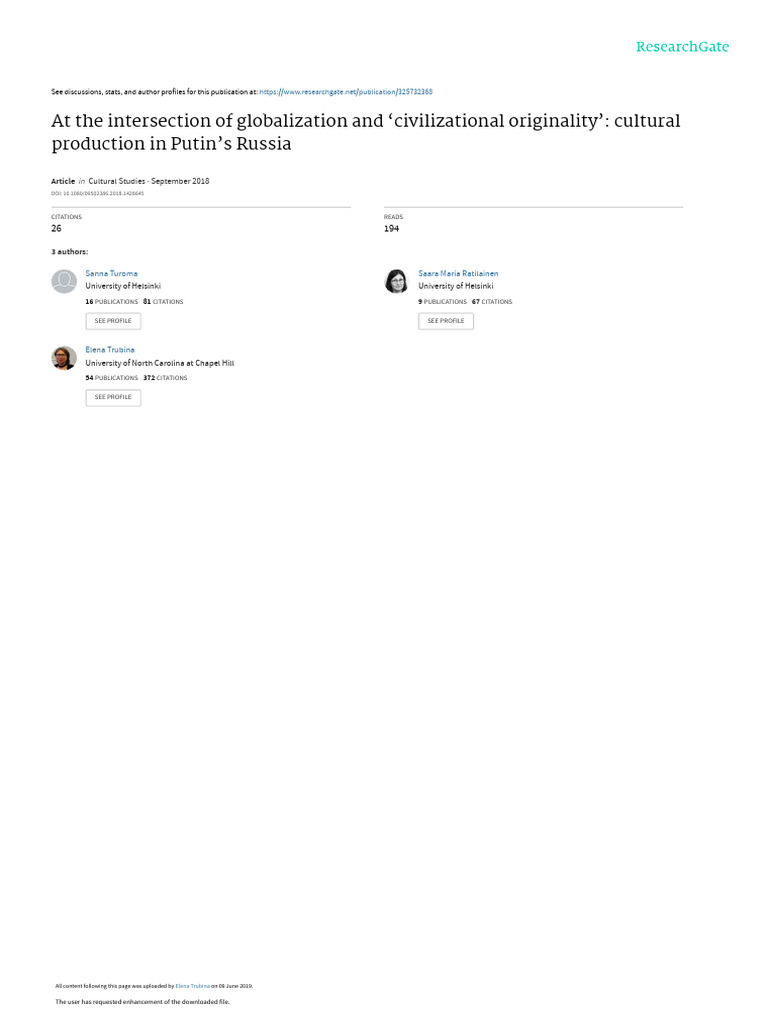 Globalization and Civilization in Russia | PDF | Cultural Studies | Russia