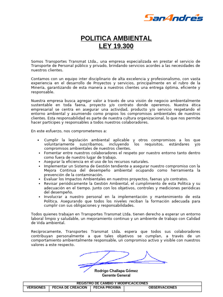 d1. Politica Ambiental (1) | PDF | Política de medio ambiente | Business